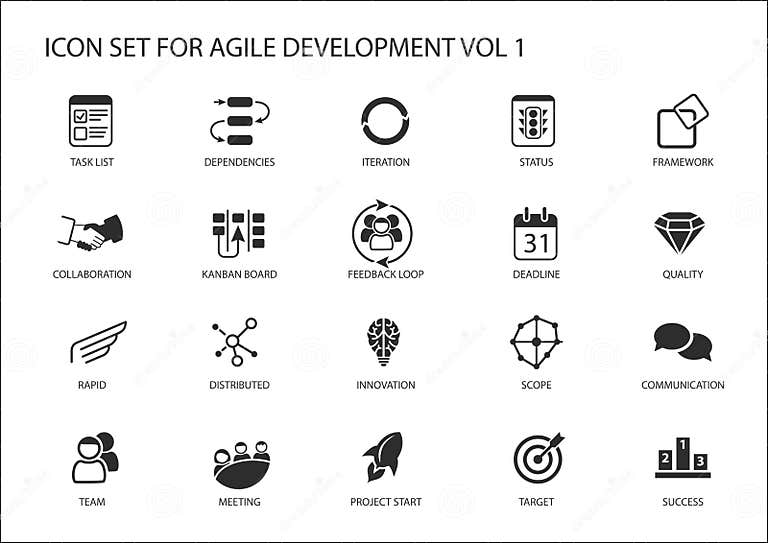 Agile Software Development Icon Set Stock Vector - Illustration of ...
