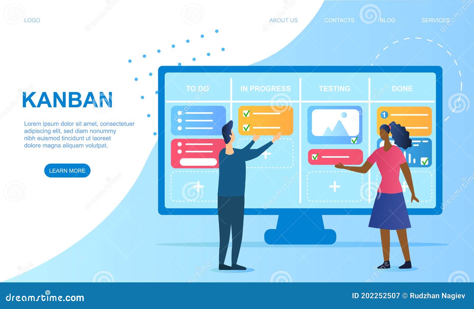Agile Software Development and Kanban Stock Vector - Illustration of ...