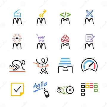 Agile team icon set stock vector. Illustration of iterative - 89974285