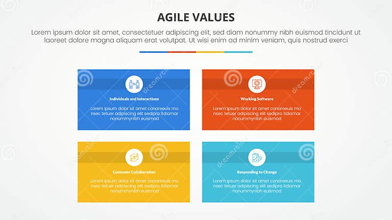 Agile Values Infographic Concept for Slide Presentation with Rectangle ...