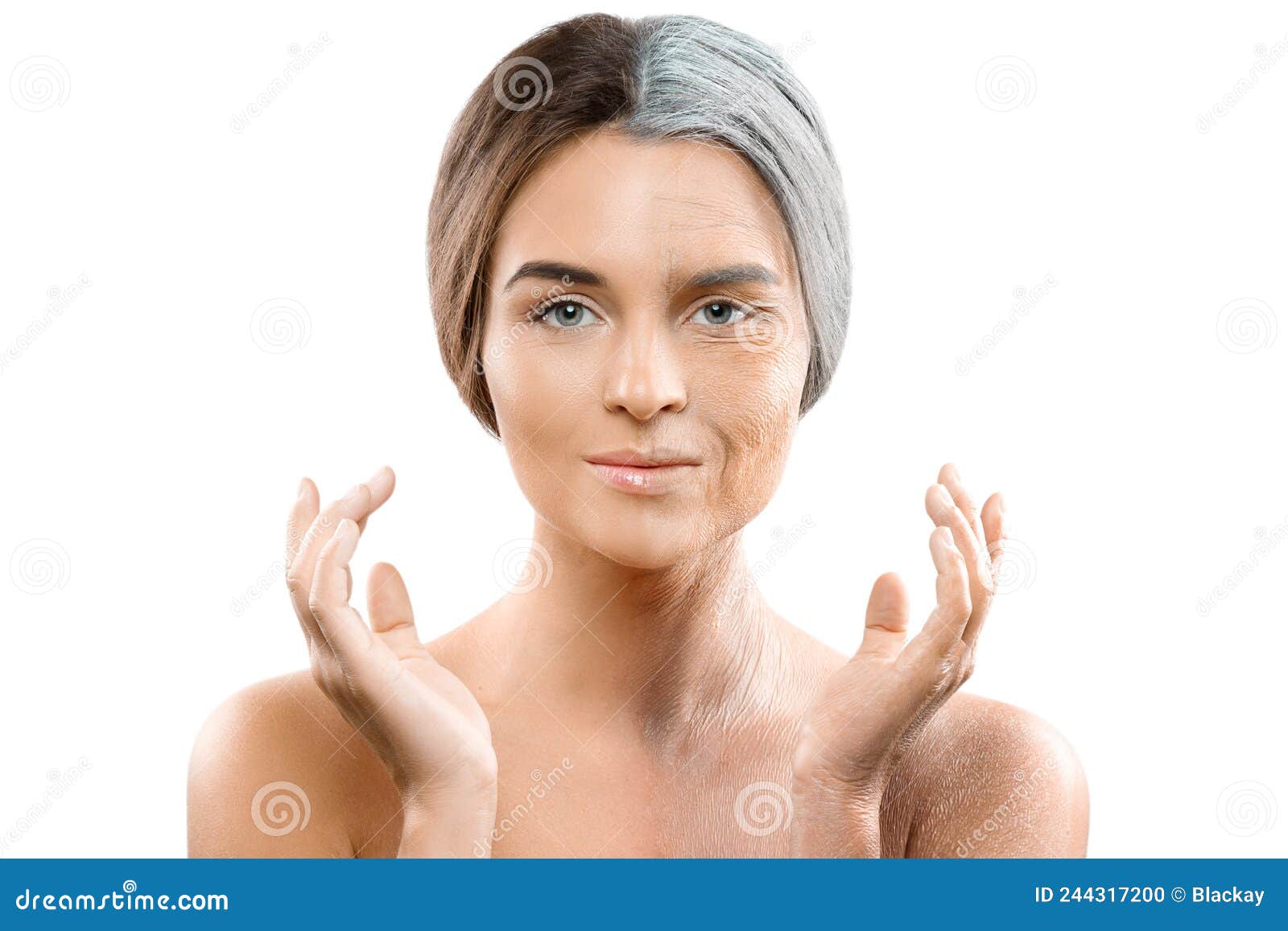 Aging Concept. Young and Old Face Comparision. Stock Photo - Image of ...