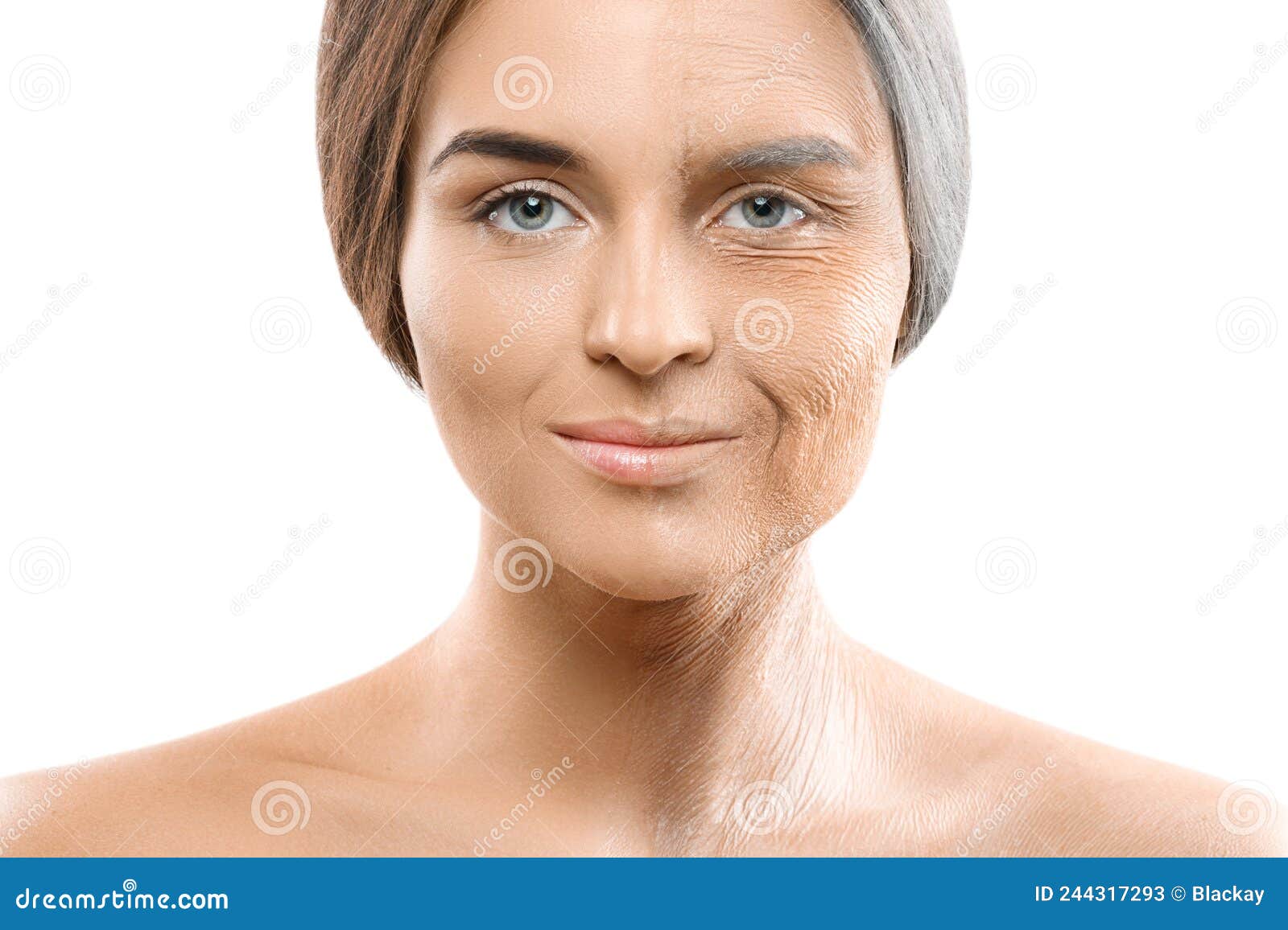 Aging Concept. Young and Old Face Comparision. Stock Image - Image of ...
