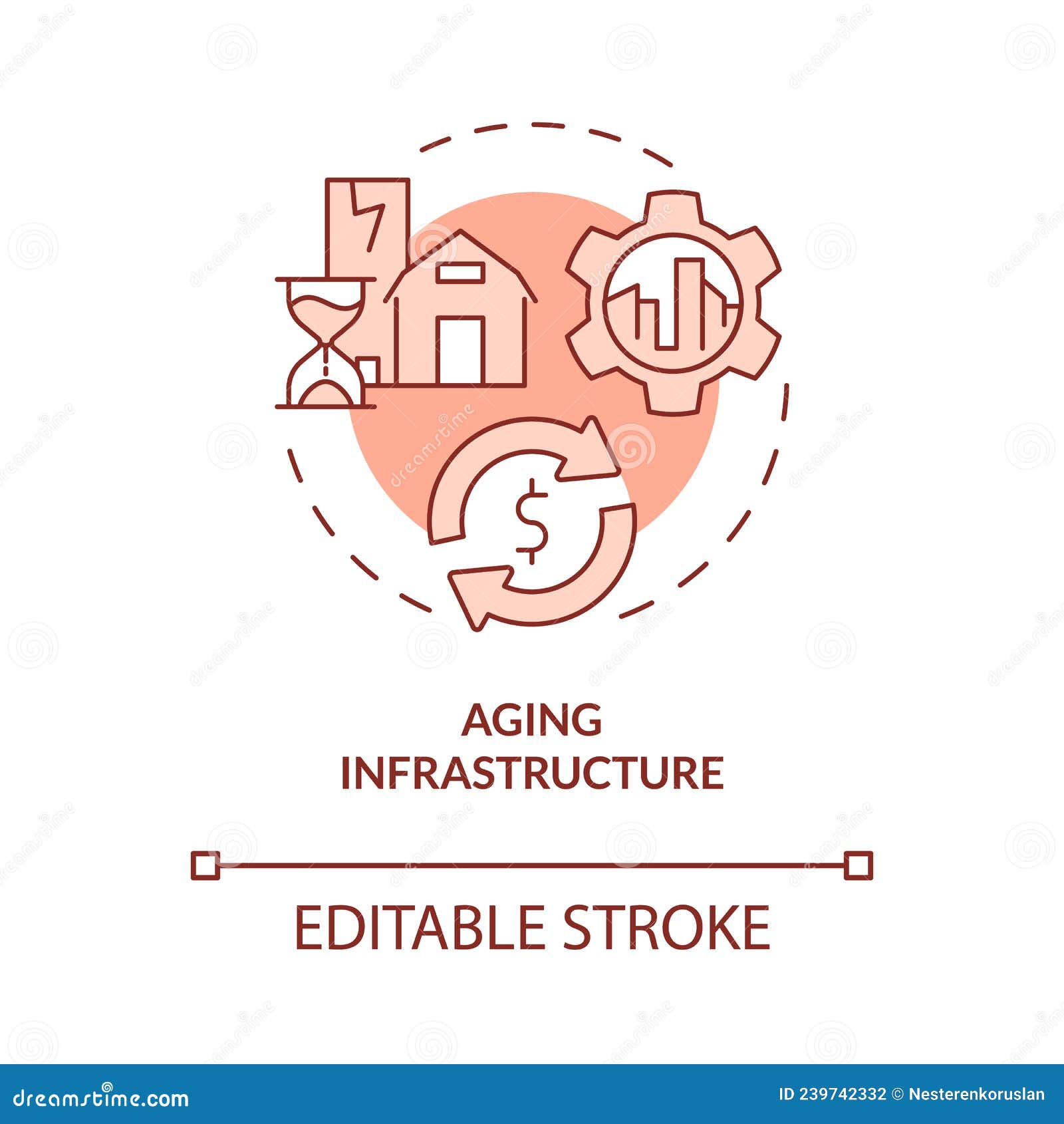 Aging Infrastructure Red Concept Icon Stock Vector - Illustration of ...