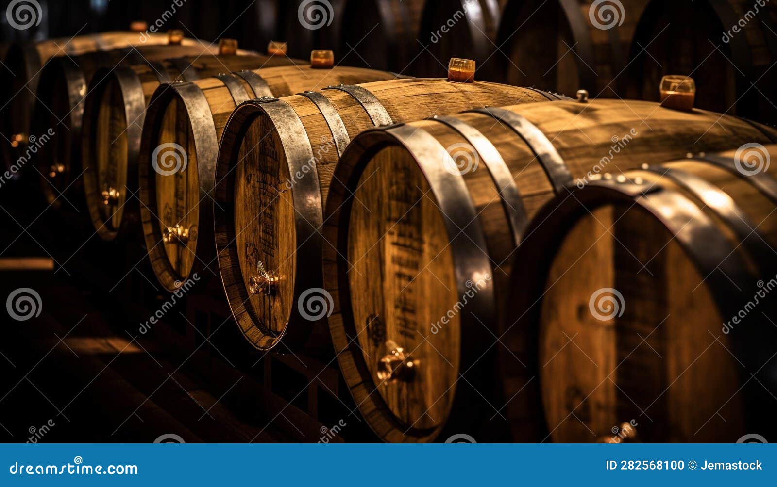 Aging Process of Wine in Old Barrel Stack in Cellar Generated by AI ...