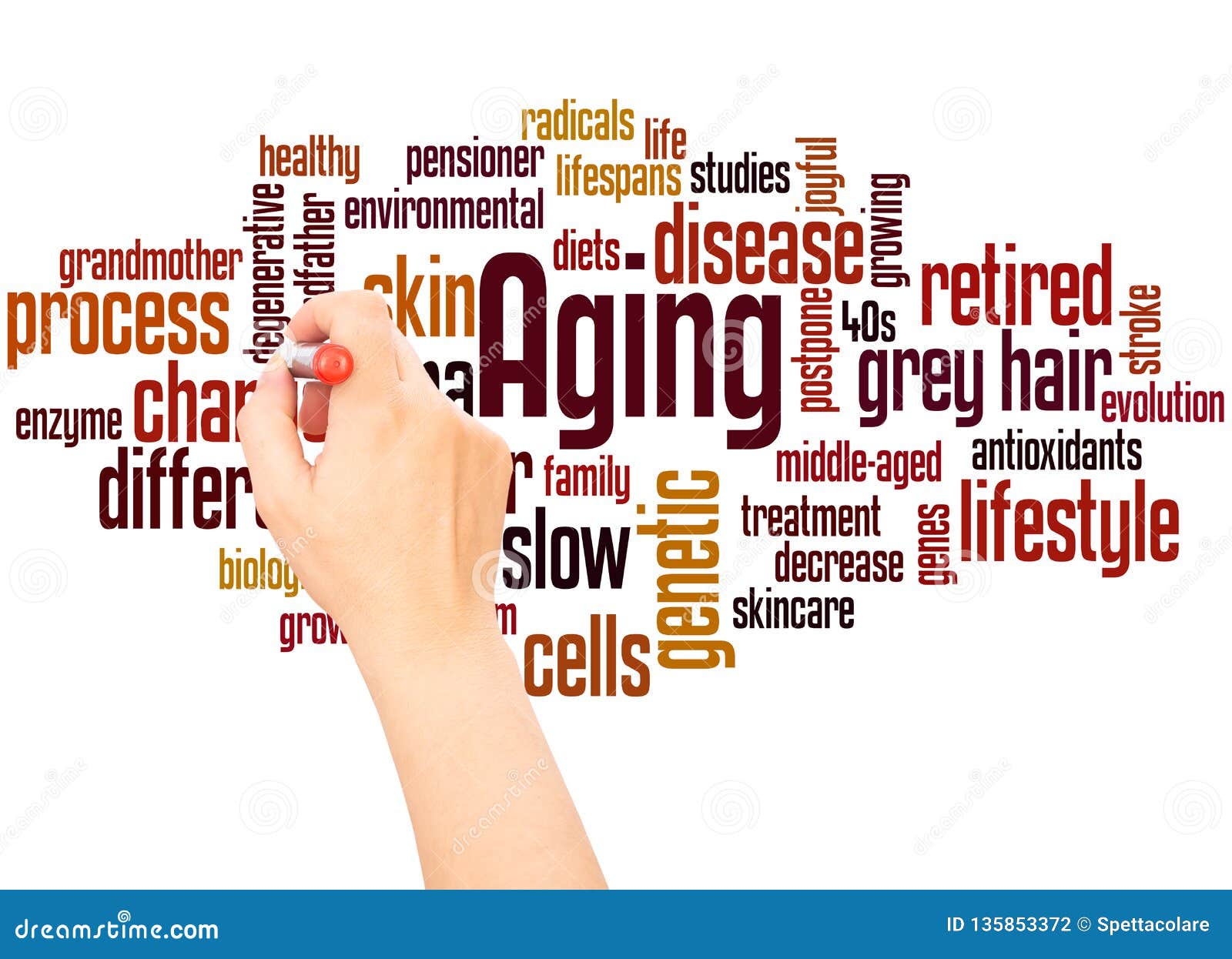Aging Word Cloud Hand Writing Concept Stock Photo - Image of decrease ...