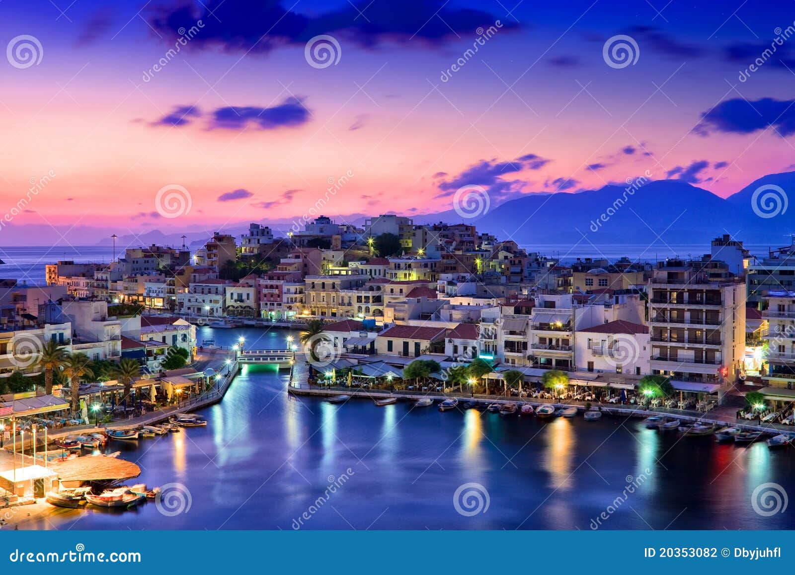 Agios Nikolaos. stock photo. Image of resort, blue, crete - 20353082