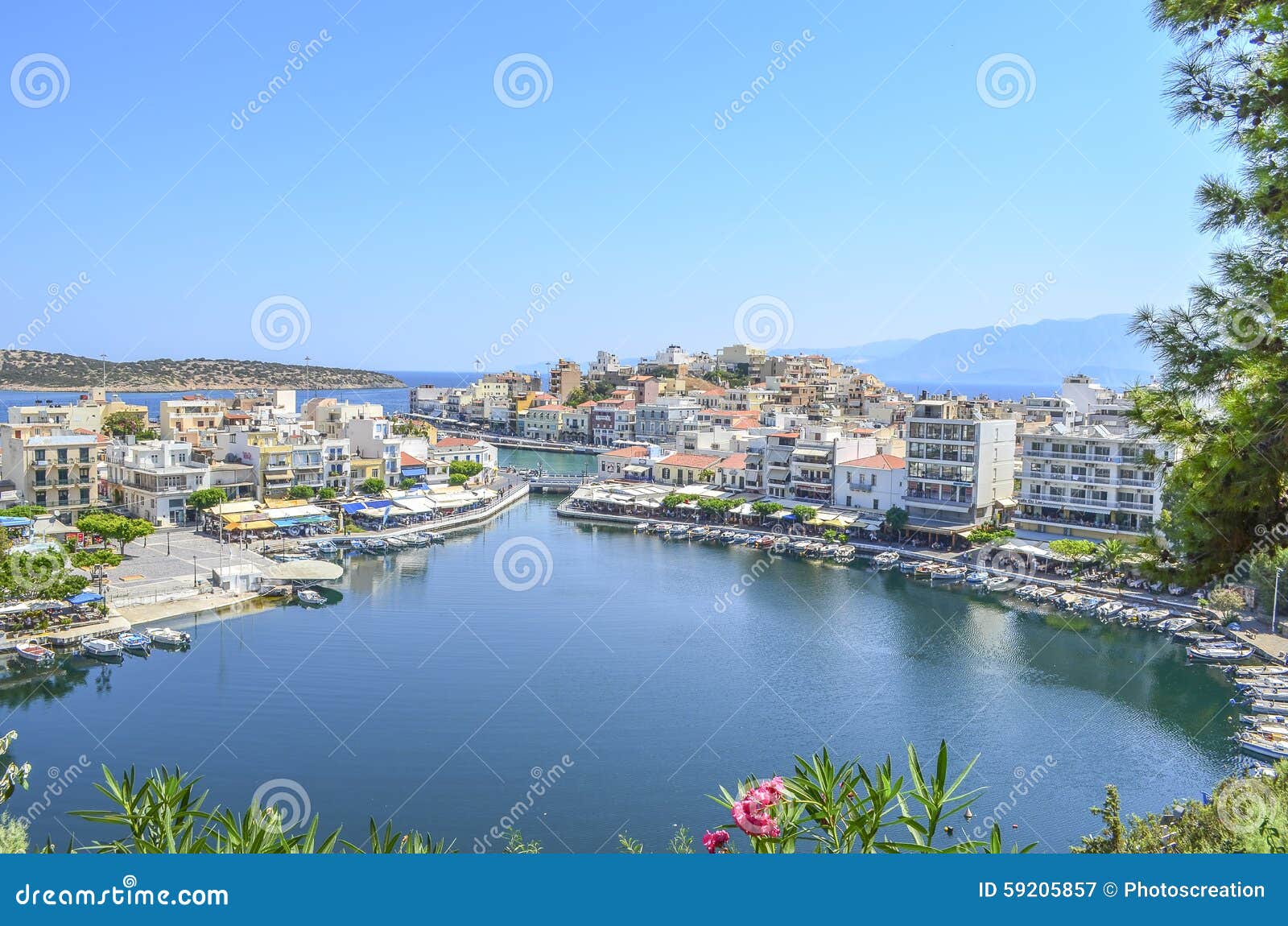 Agios nikolaos crete stock image. Image of outdoors, scene - 59205857