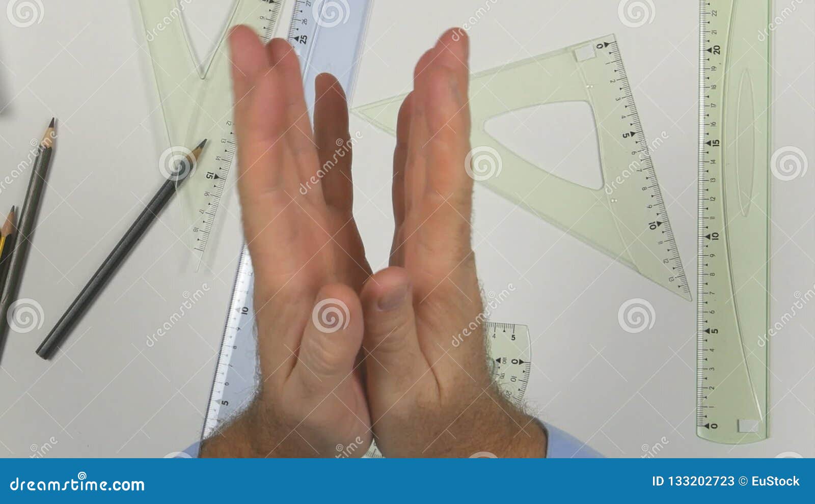 Agitated Man Image Rubbing His Hands and Start Drawing a Project Stock ...
