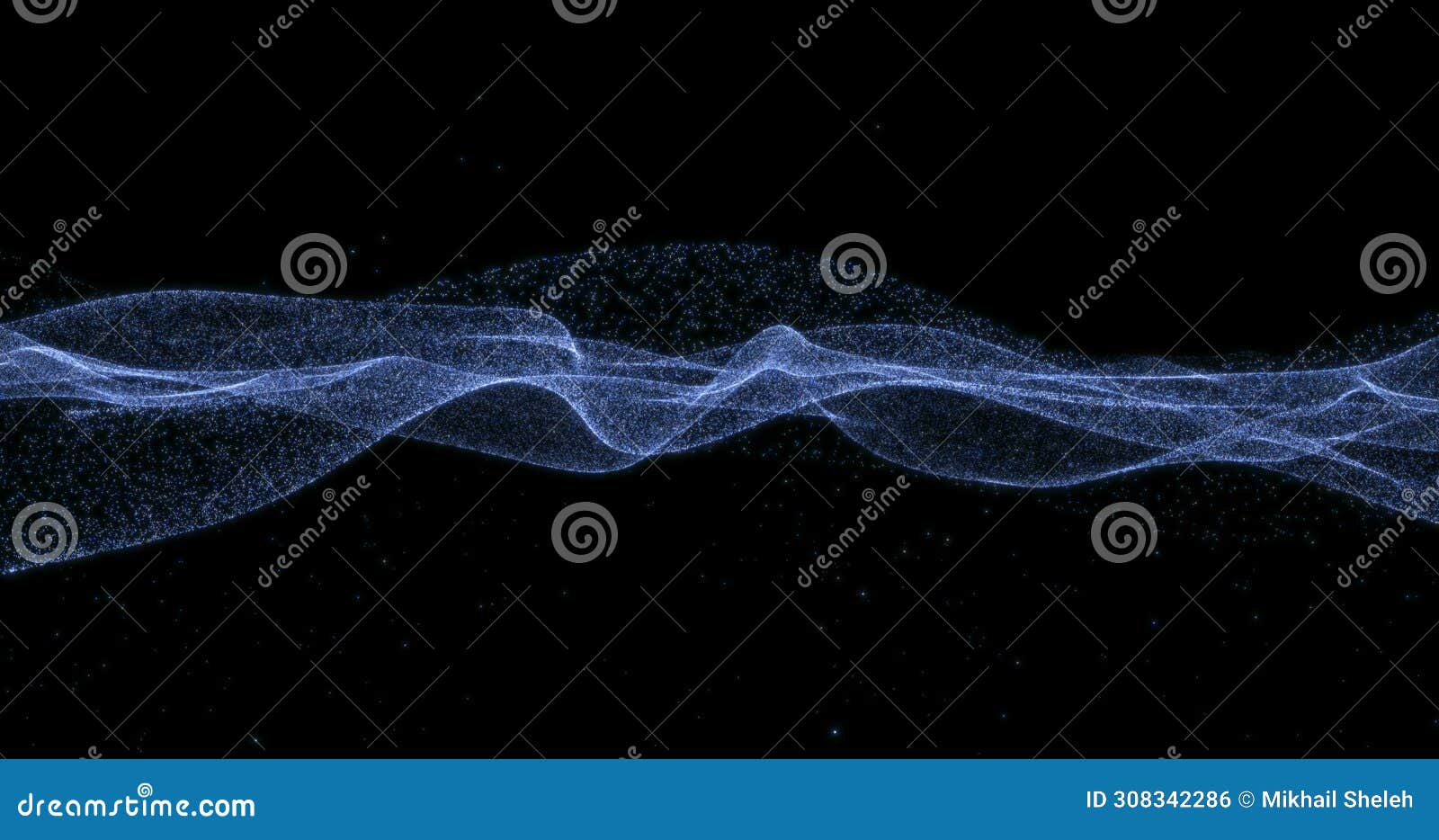 Agitated Ocean of Particles on Black Background Stock Illustration ...