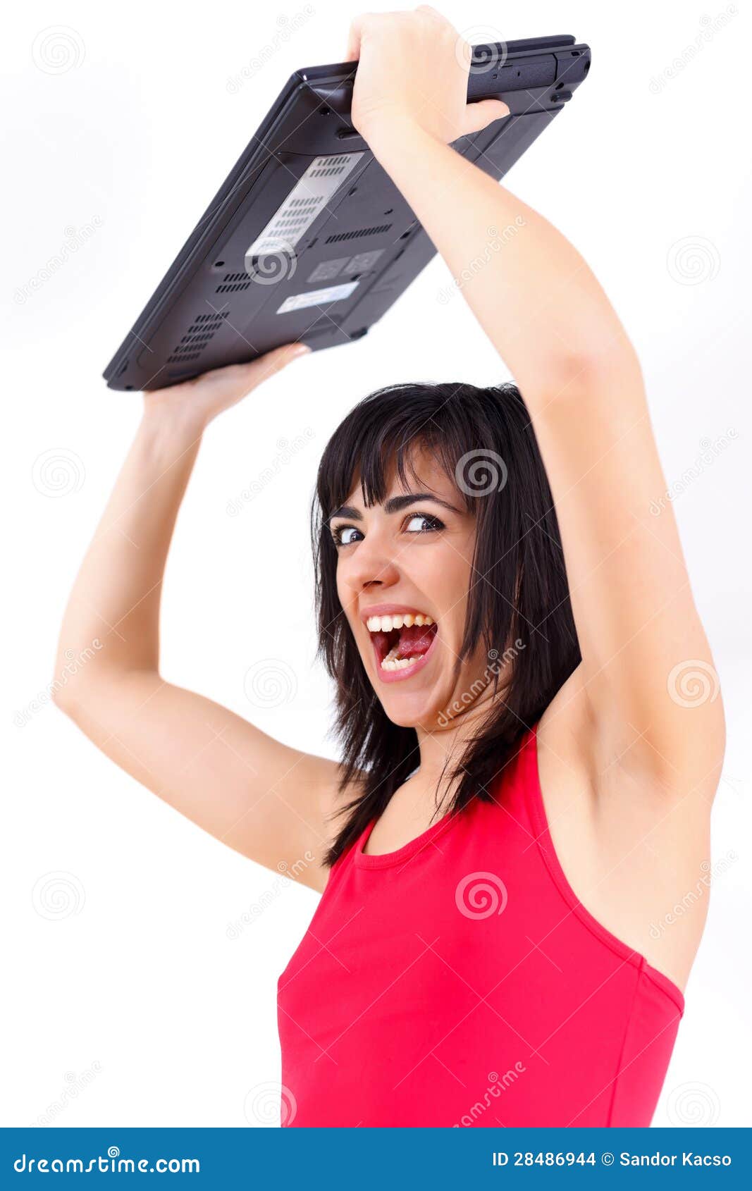 Agitated woman with laptop stock photo. Image of laptop - 28486944