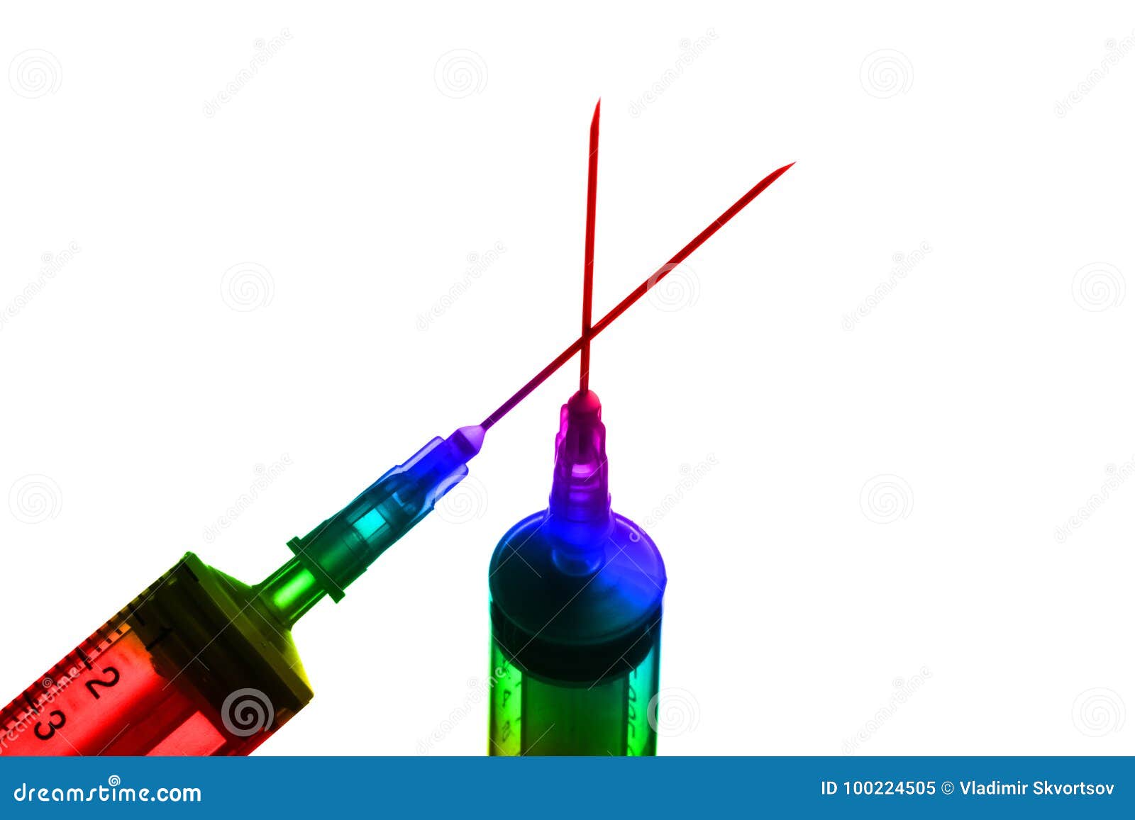 Ago Medico Della Siringa Isolato Su Bianco, Macro Immagine Stock ...