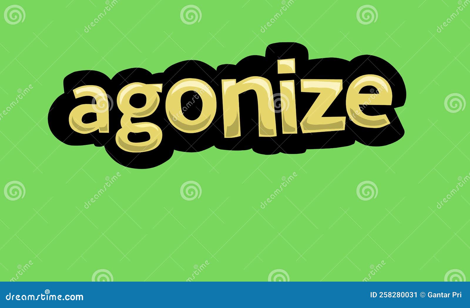 AGONIZE Writing Vector Design on a Green Background Stock Vector ...