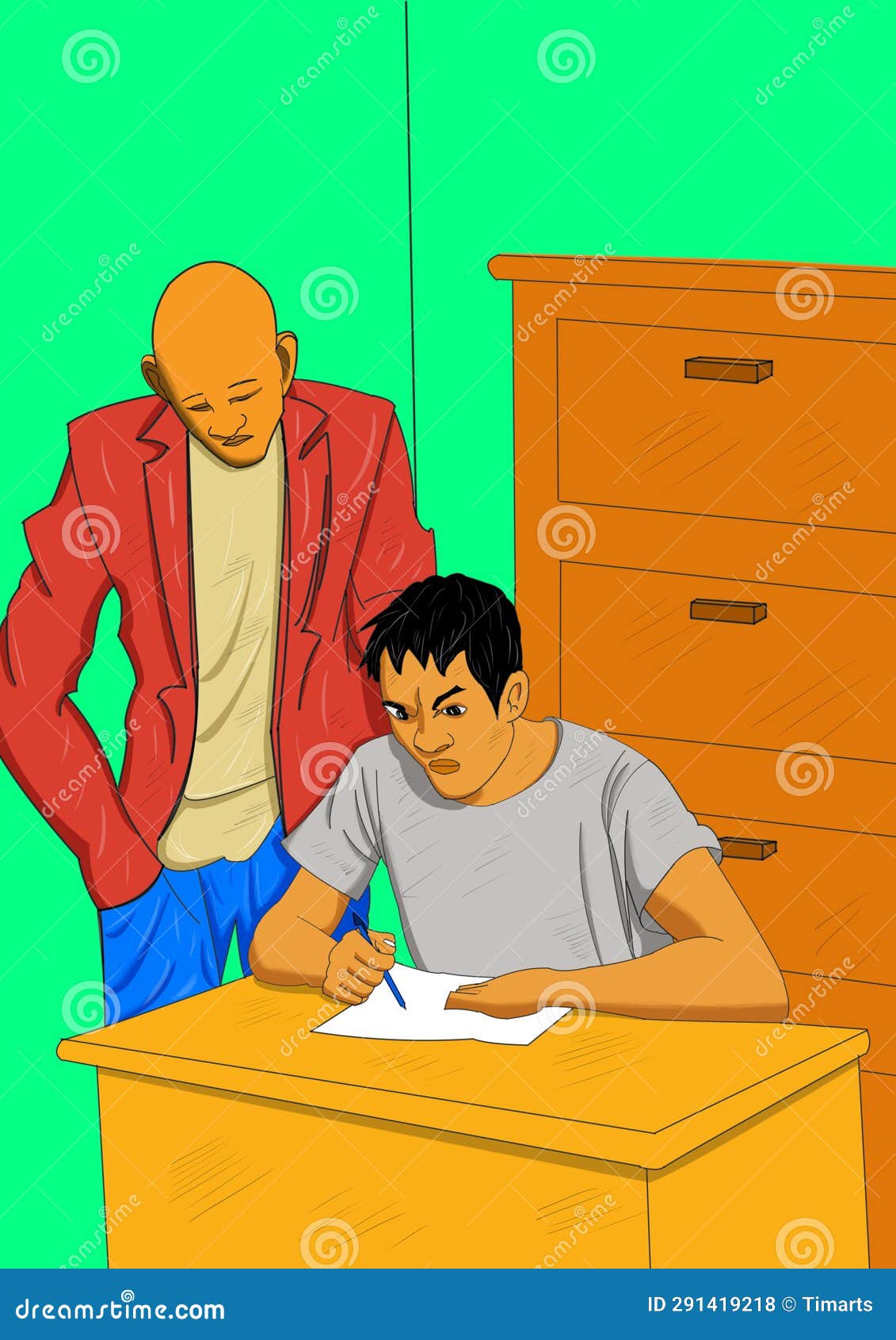 Two Angry Student Guy Spreading Rumors And Gossiping About Girl ...