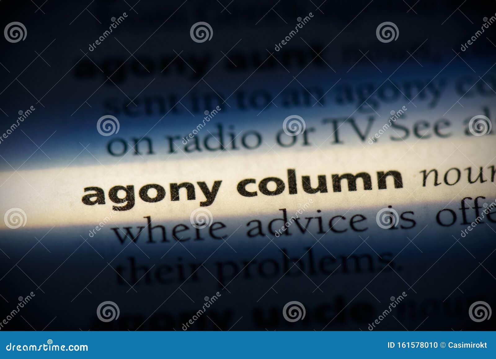 Agony column stock photo. Image of vocabulary, dictionary - 161578010