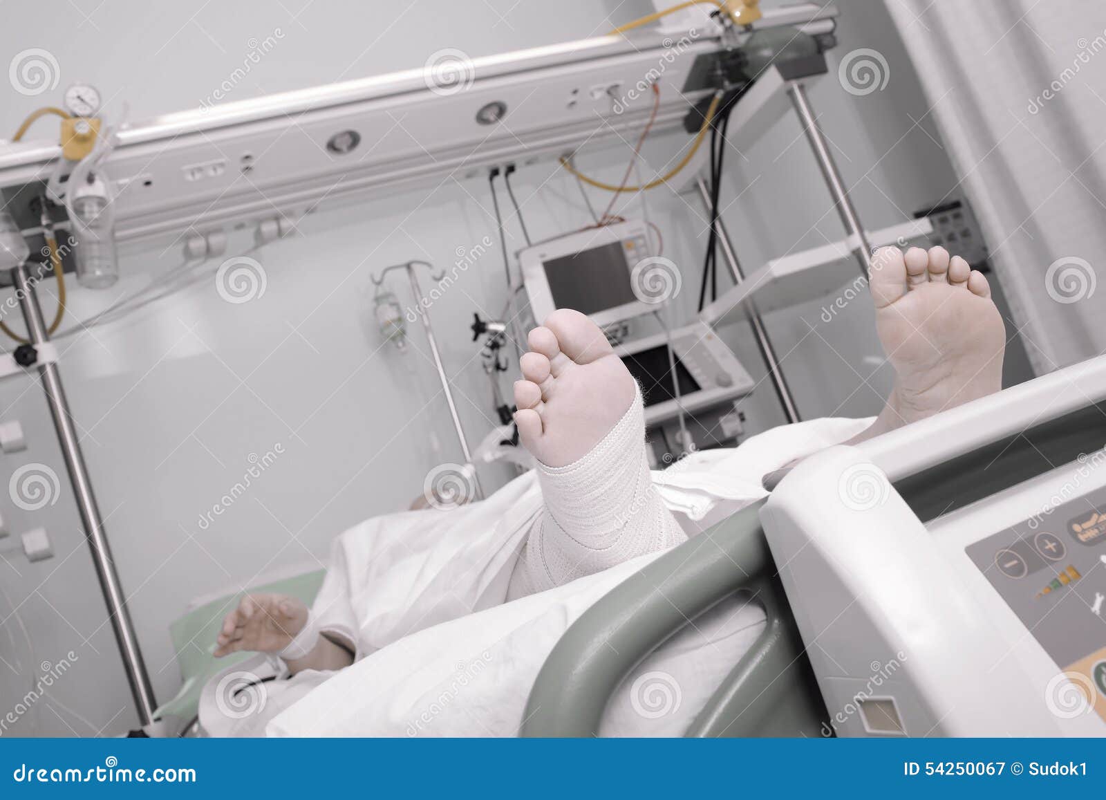 Deathbed Old Age Care Of Grandmother Bedridden With A Cannula, Close Up ...