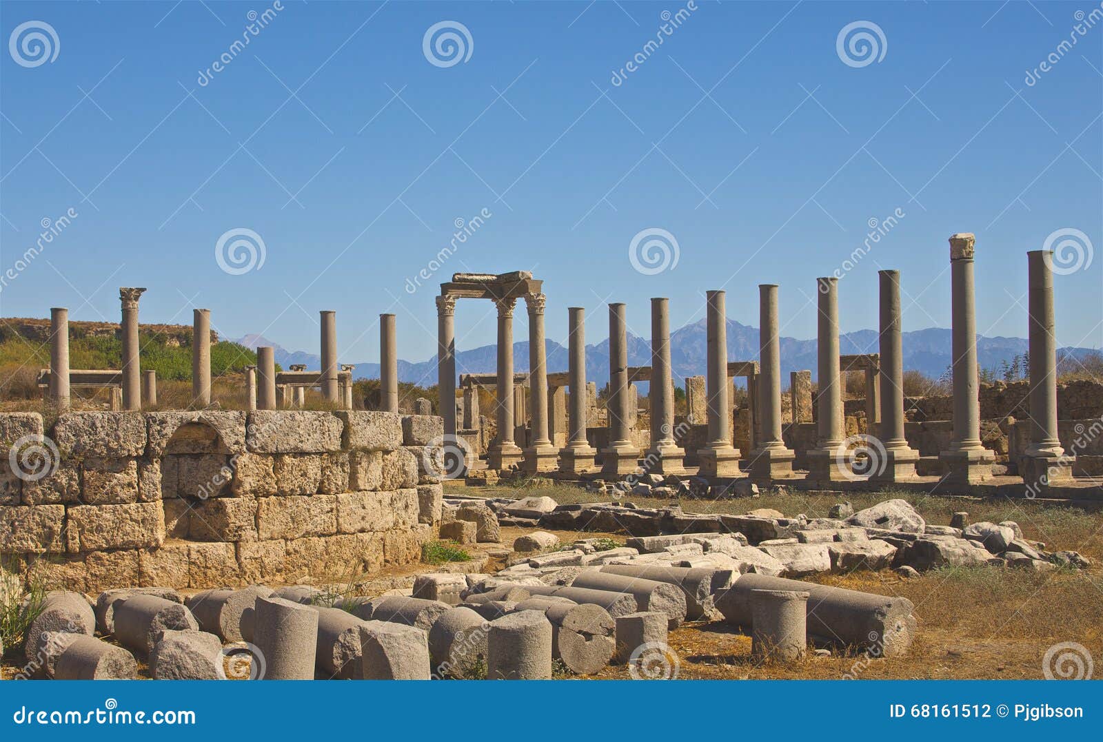The Agora in Perge Turkey stock photo. Image of pillars - 68161512