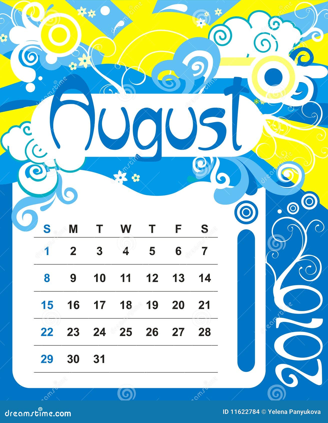 Agosto ilustración del vector. Ilustración de fecha, cubo - 11622784