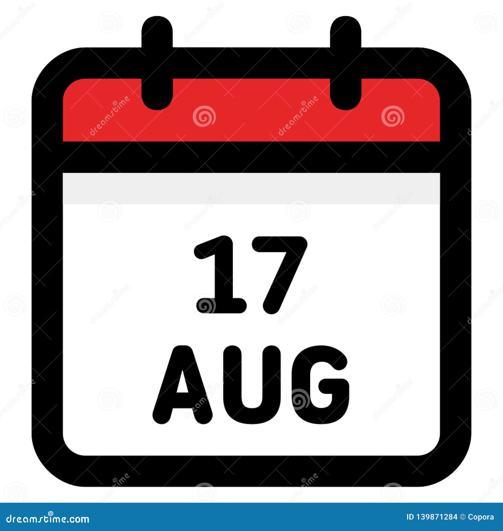 17 Agosto - Icono Del Calendario - Ejemplo Del Vector Ilustración del ...