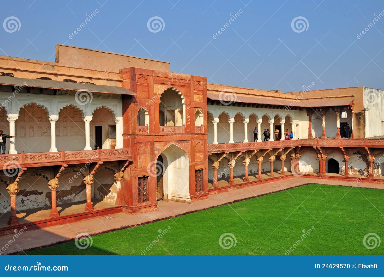 Agra Fort - Courtyard and Pavillion Stock Photo - Image of impregnable ...