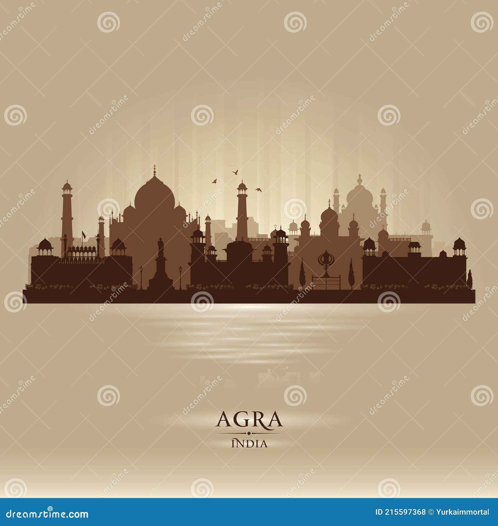 Agra Silhouette Design City Vector Art | CartoonDealer.com #100217263