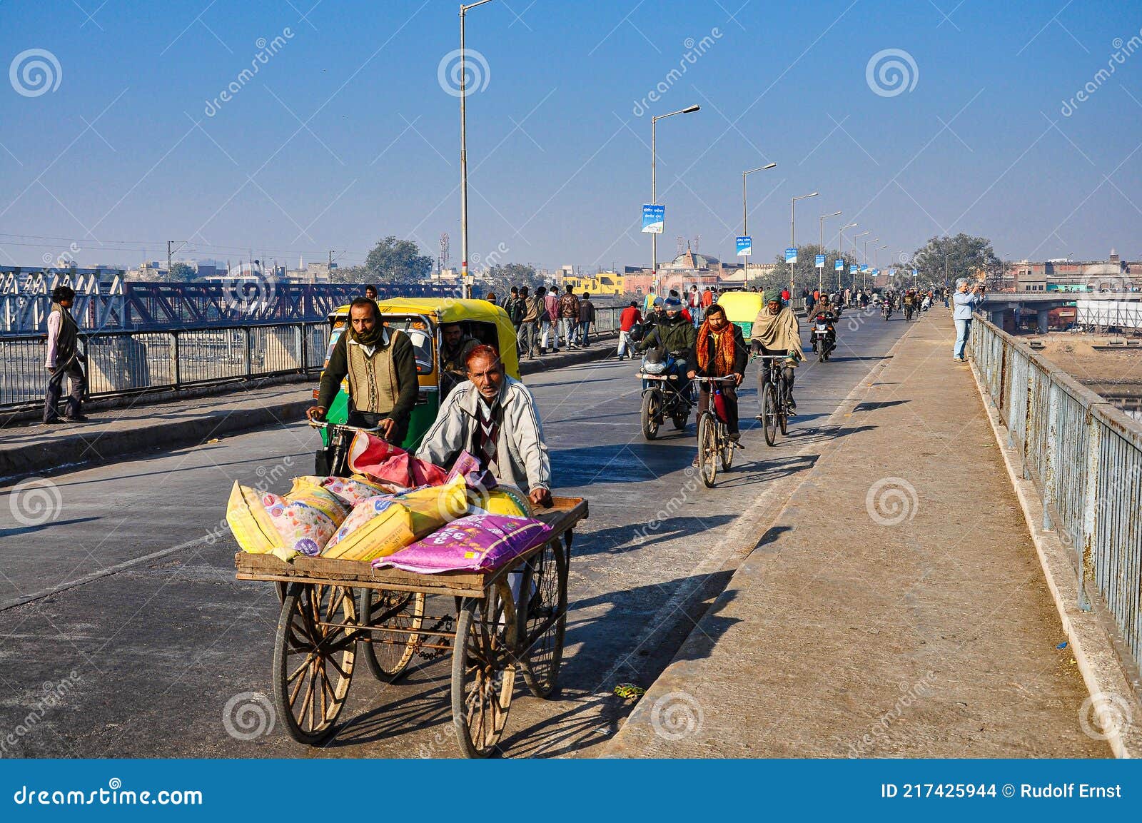 Agra, India - Jan 08, 2020: Transportation with Bikes and Motorcycles ...