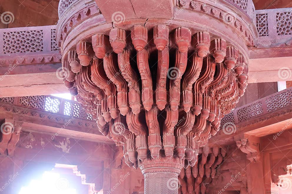 Agra, India - 16 March 2024, Ancient Structural Column Design Stock ...