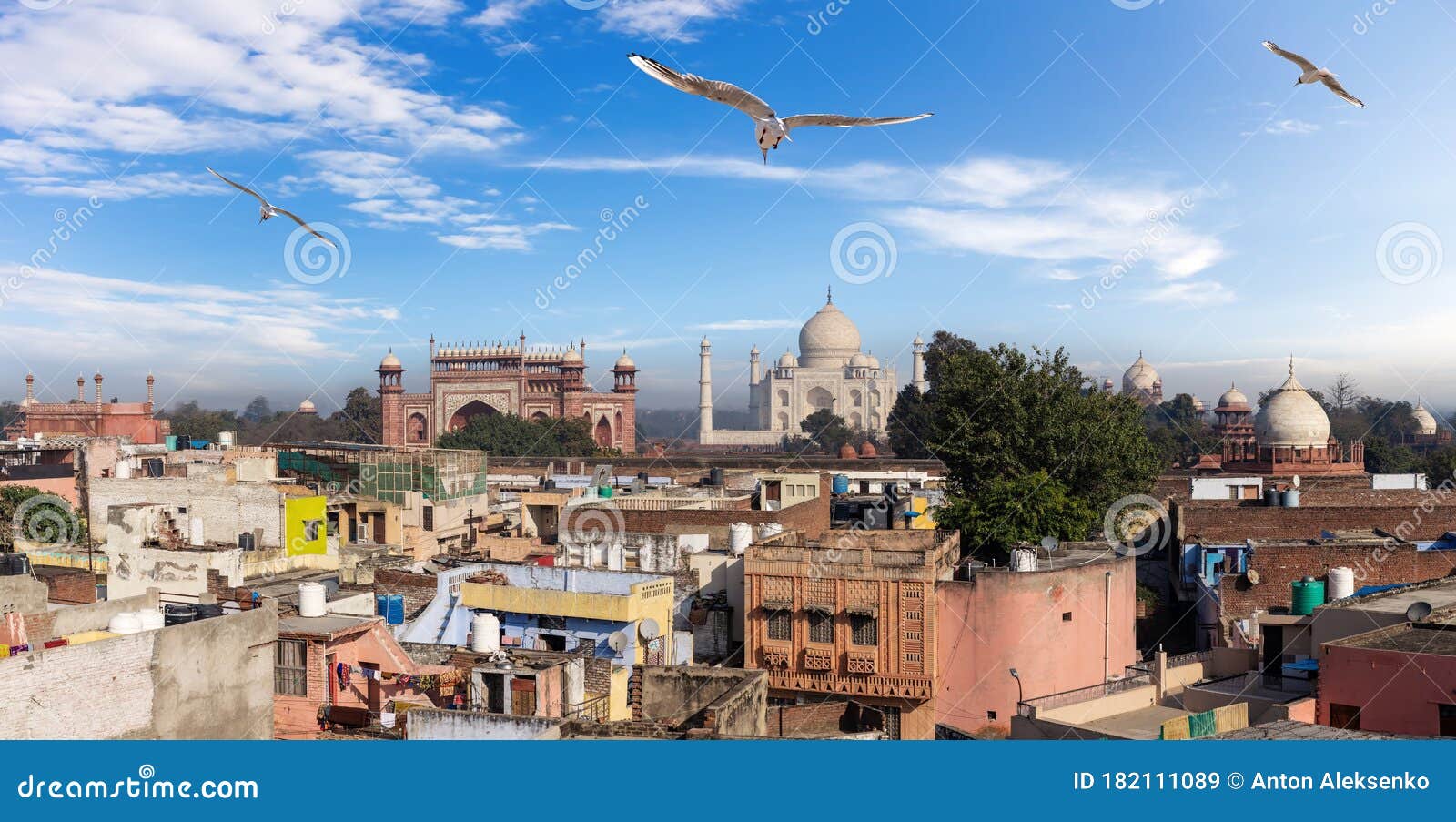 Agra Poor Buildings in Front of Taj Mahal, India Stock Image - Image of ...