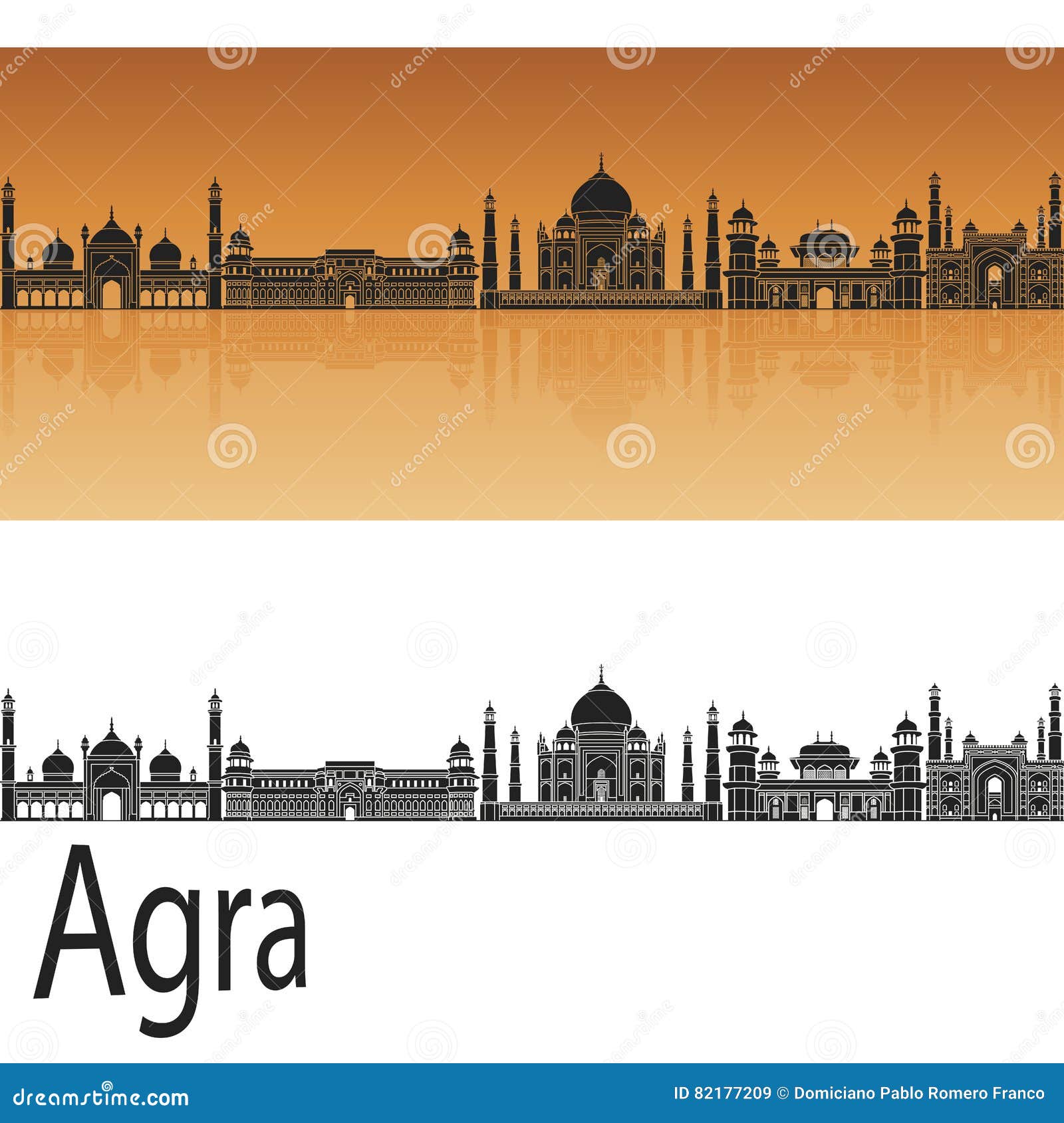 Agra skyline stock vector. Illustration of landmark, panoramic - 82177209