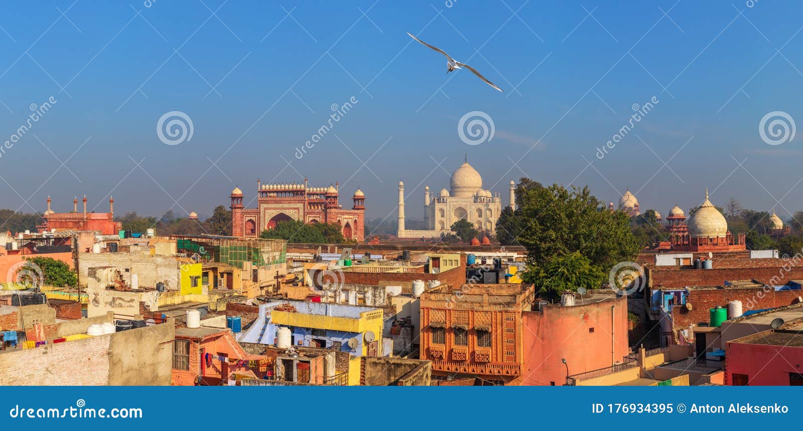 Agra View and Taj Mahal in the Background, India Stock Image - Image of ...