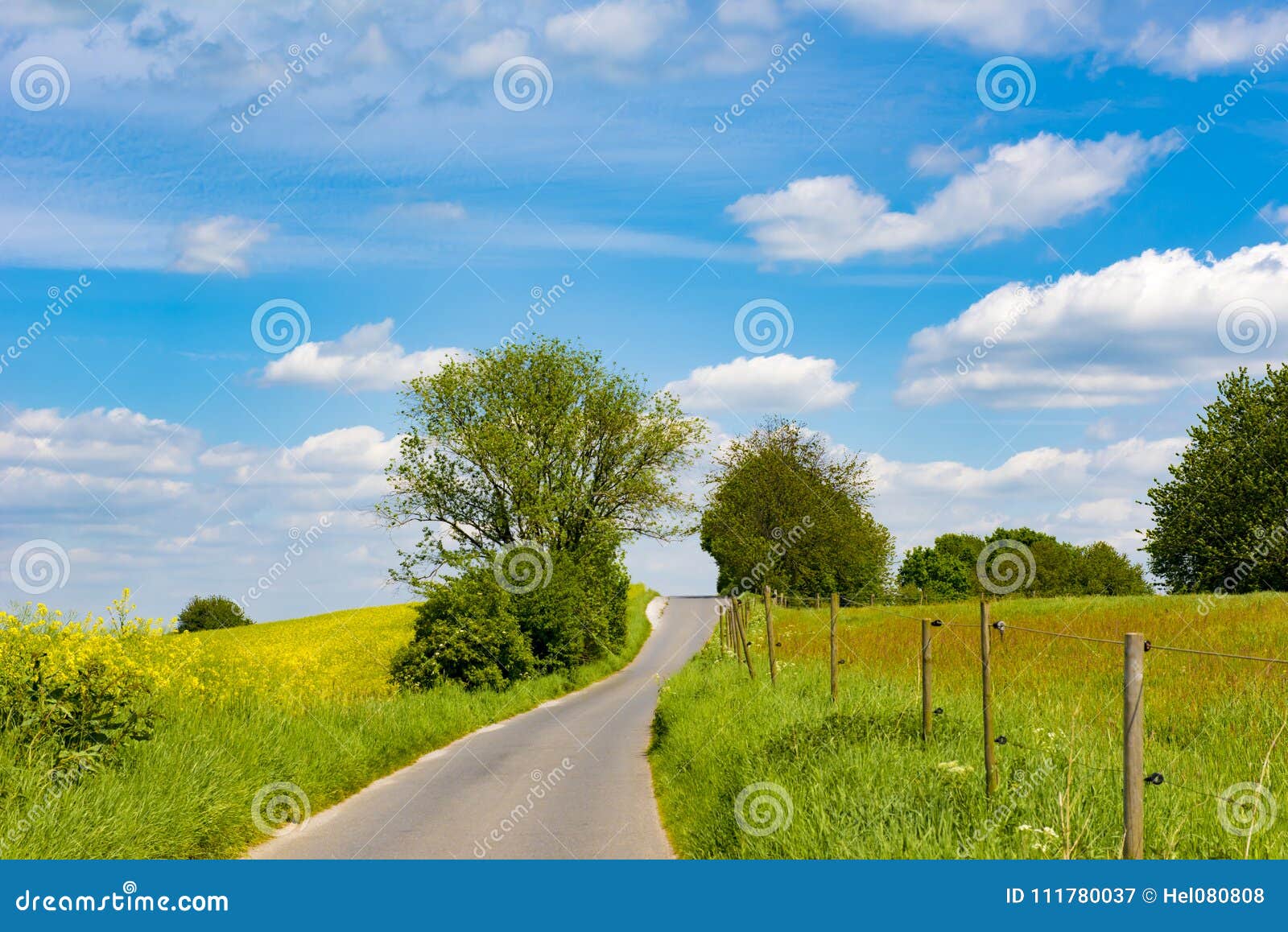 Agrarian Fields and Meadows with Curved Path, Rural Landscape in Spring ...
