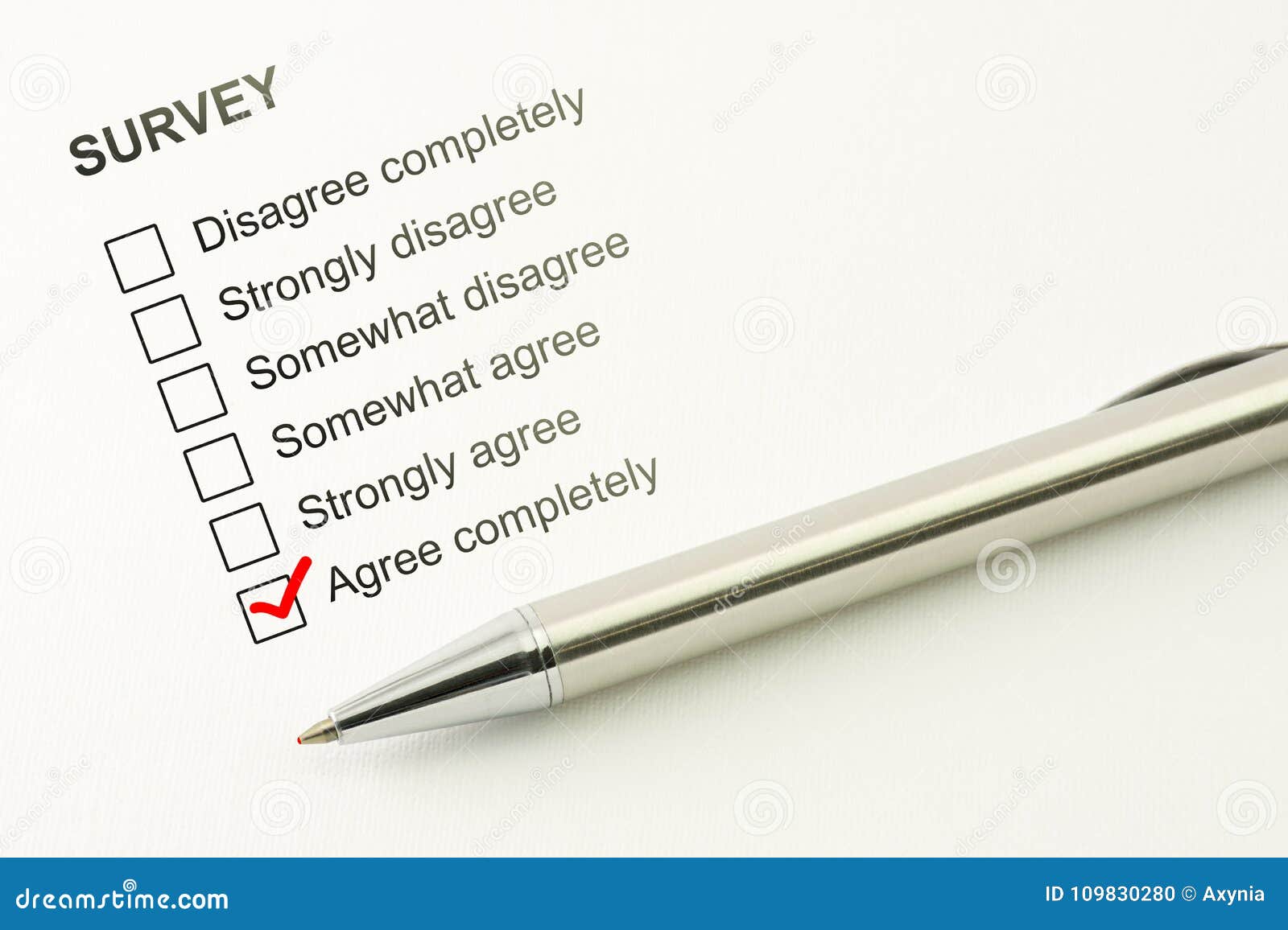 Agree Survey Feed Back. Agreement Concept. Marked Checkbox with a Pen ...