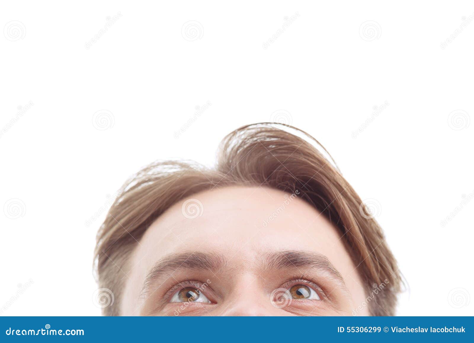 Agreeable guy looking up stock image. Image of joyful - 55306299