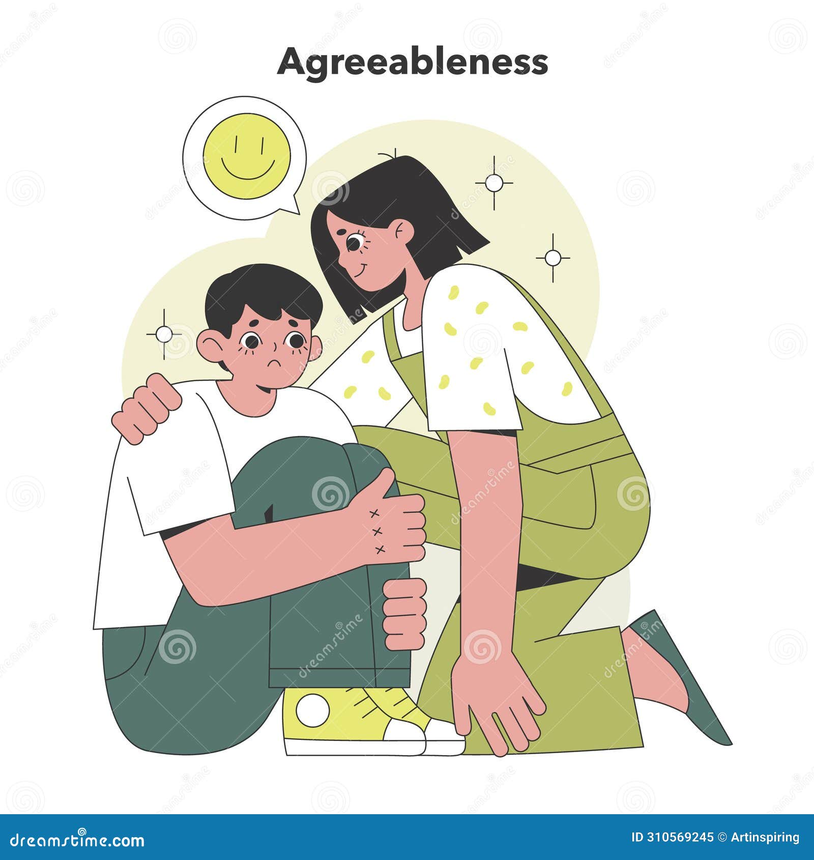 Agreeableness Trait from the Big Five Personality. Flat Vector ...