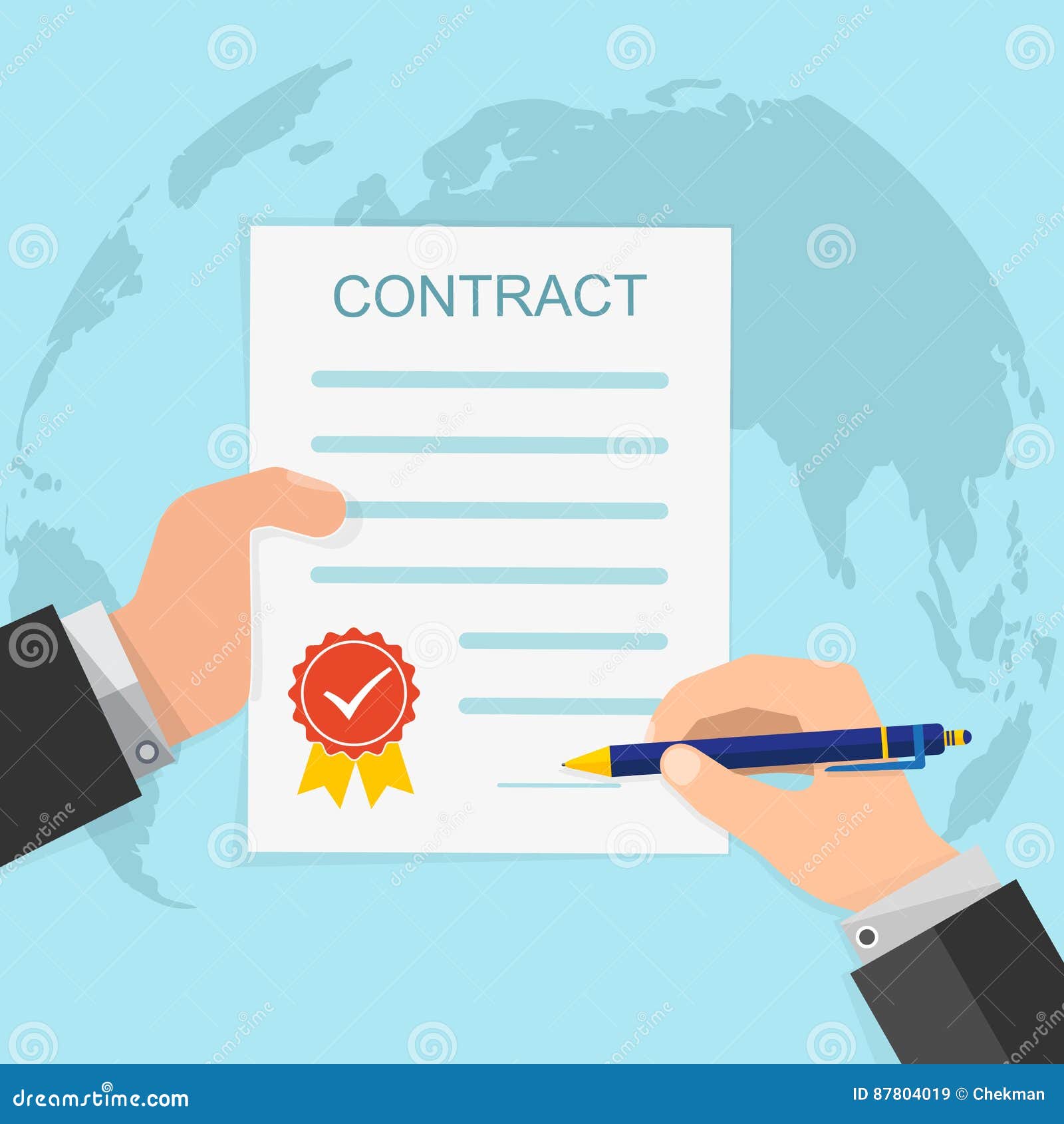 Agreement Concept - Hand Signing of Contract. Vector Illustration ... Agreement Concept - Hand Signing of Contract. Vector Illustration ...