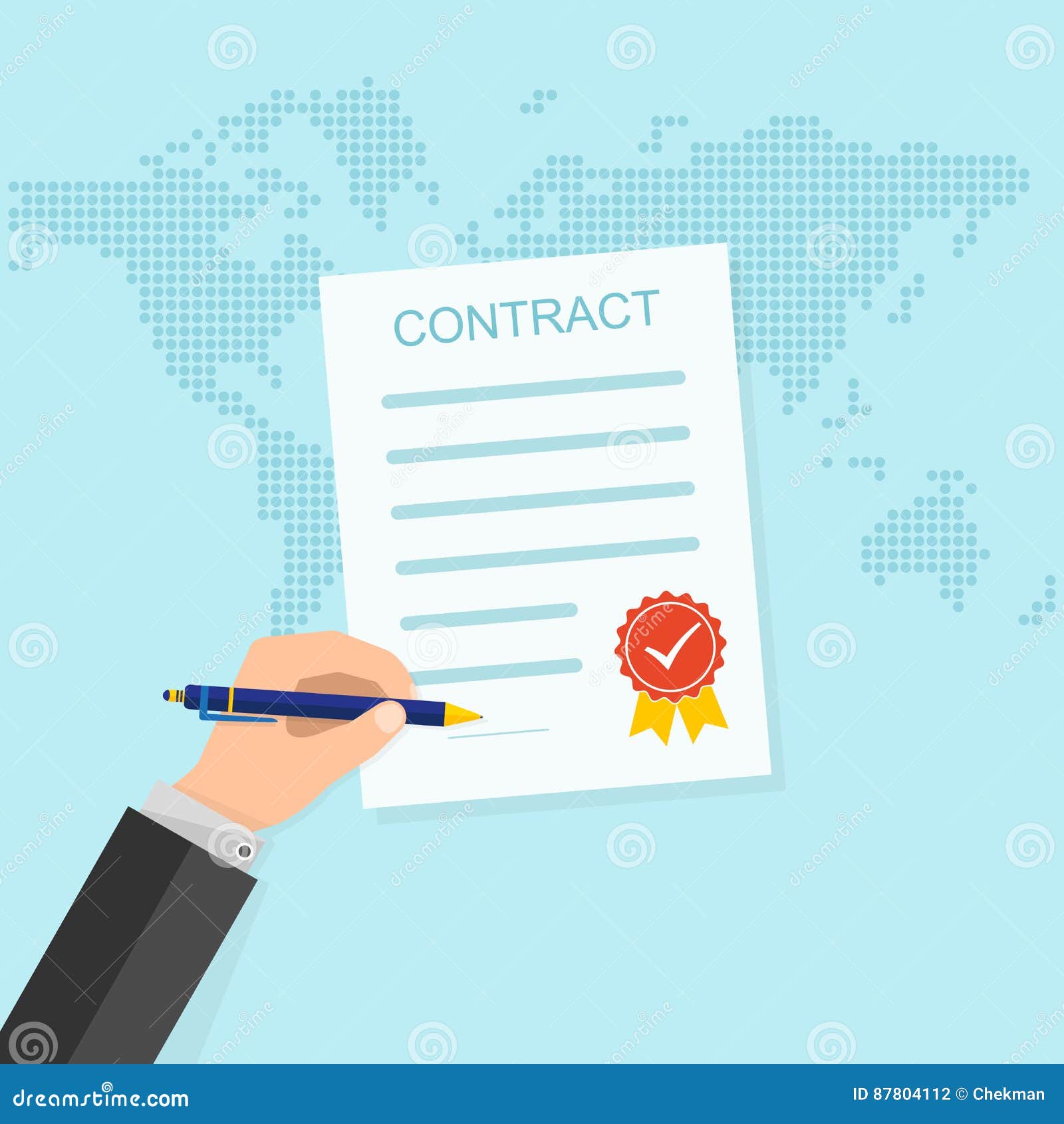 Agreement Concept - Hand Signing of Contract. Vector Illustration ...