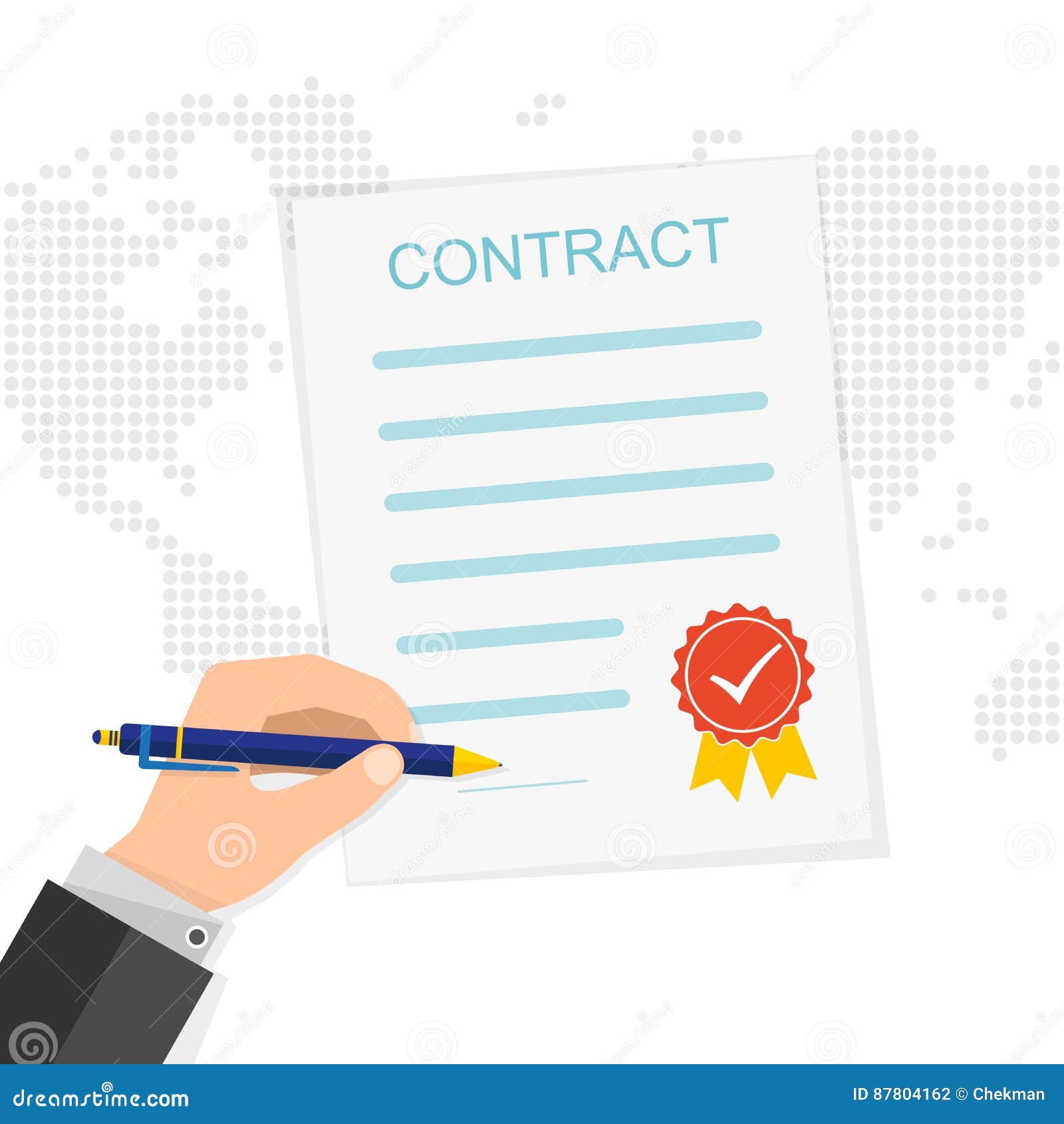 Agreement Concept - Hand Signing of Contract. Vector Illustration ...