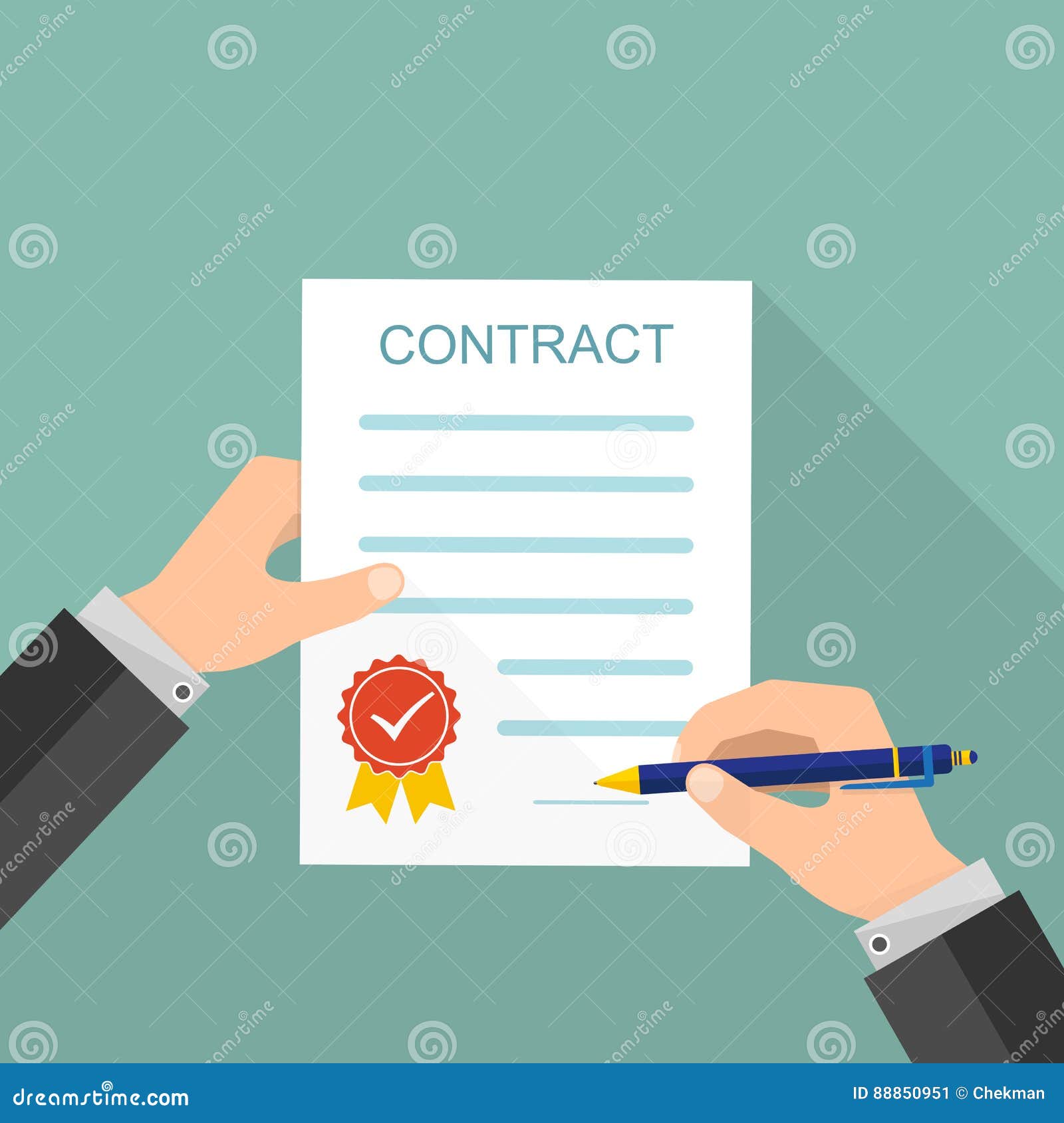 Agreement Concept - Hand Signing of Contract. Vector Illustration ...