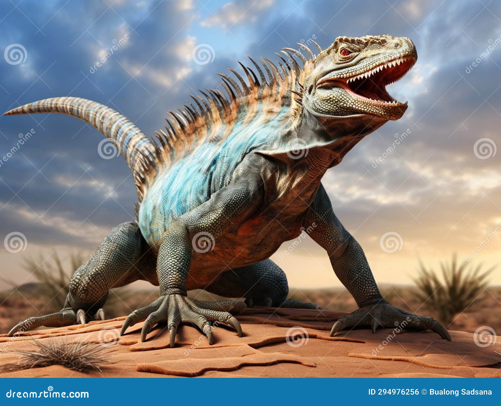 Agressive Lizard Made with Generative AI Illustration Stock ...