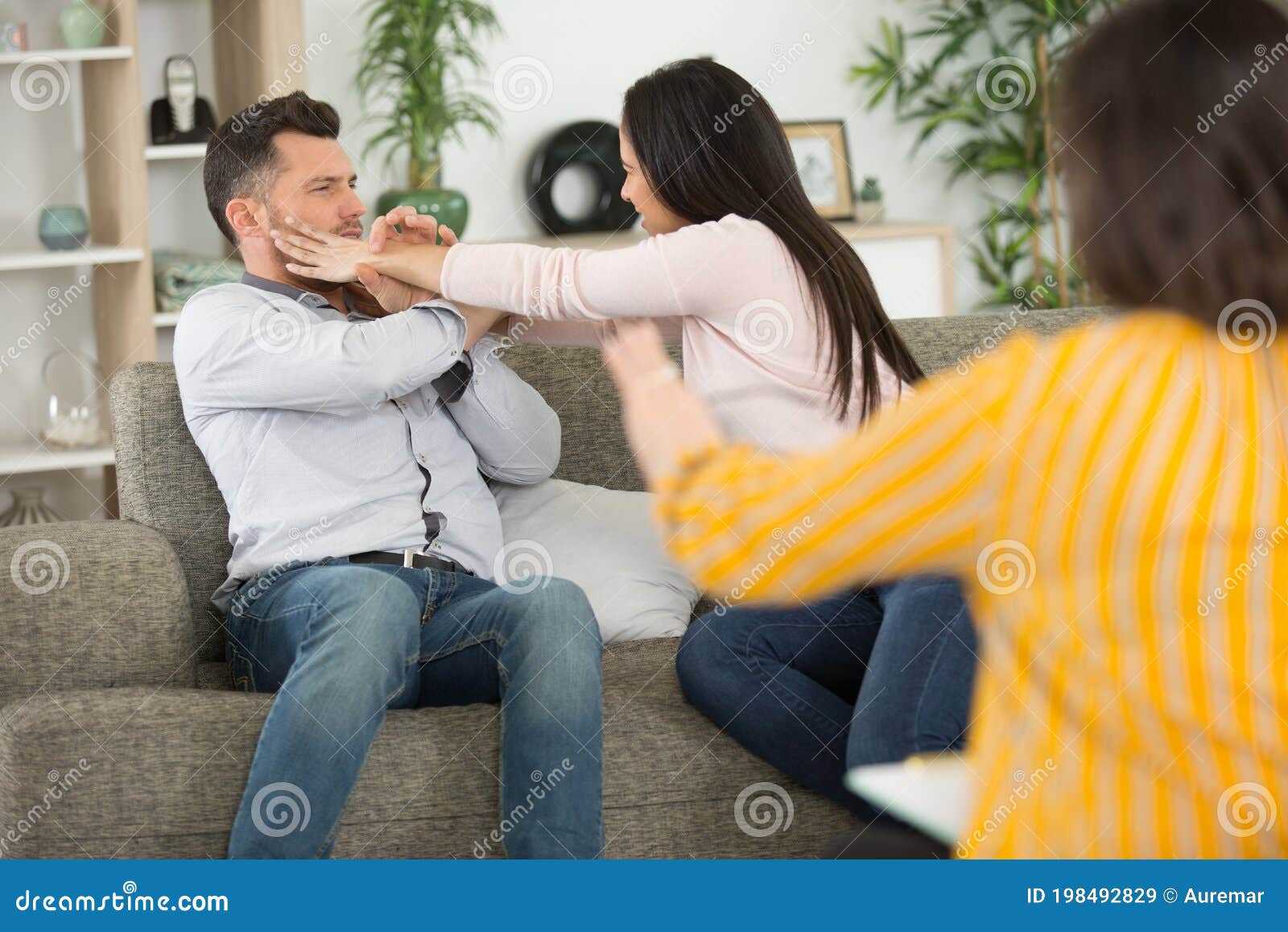 Agressive Woman Shouting at Husband during Therapy Stock Image - Image ...
