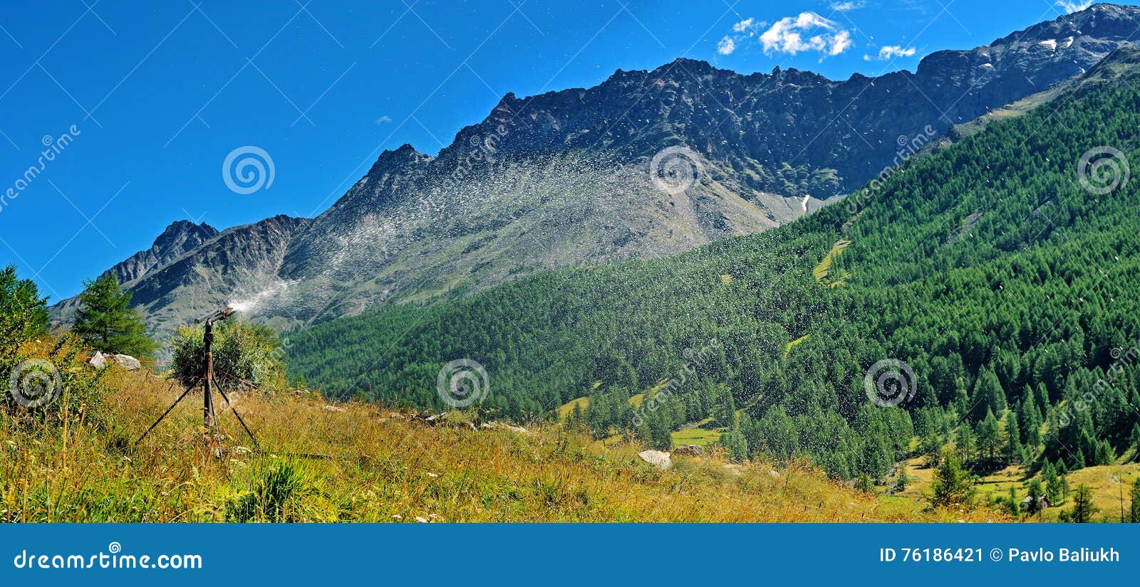 Agricultural Artificial Irrigation in Alps Mountain Stock Image - Image ...