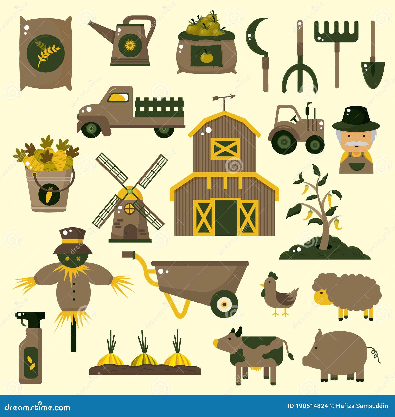 Agricultural Collection. Vector Illustration Decorative Design Stock ...