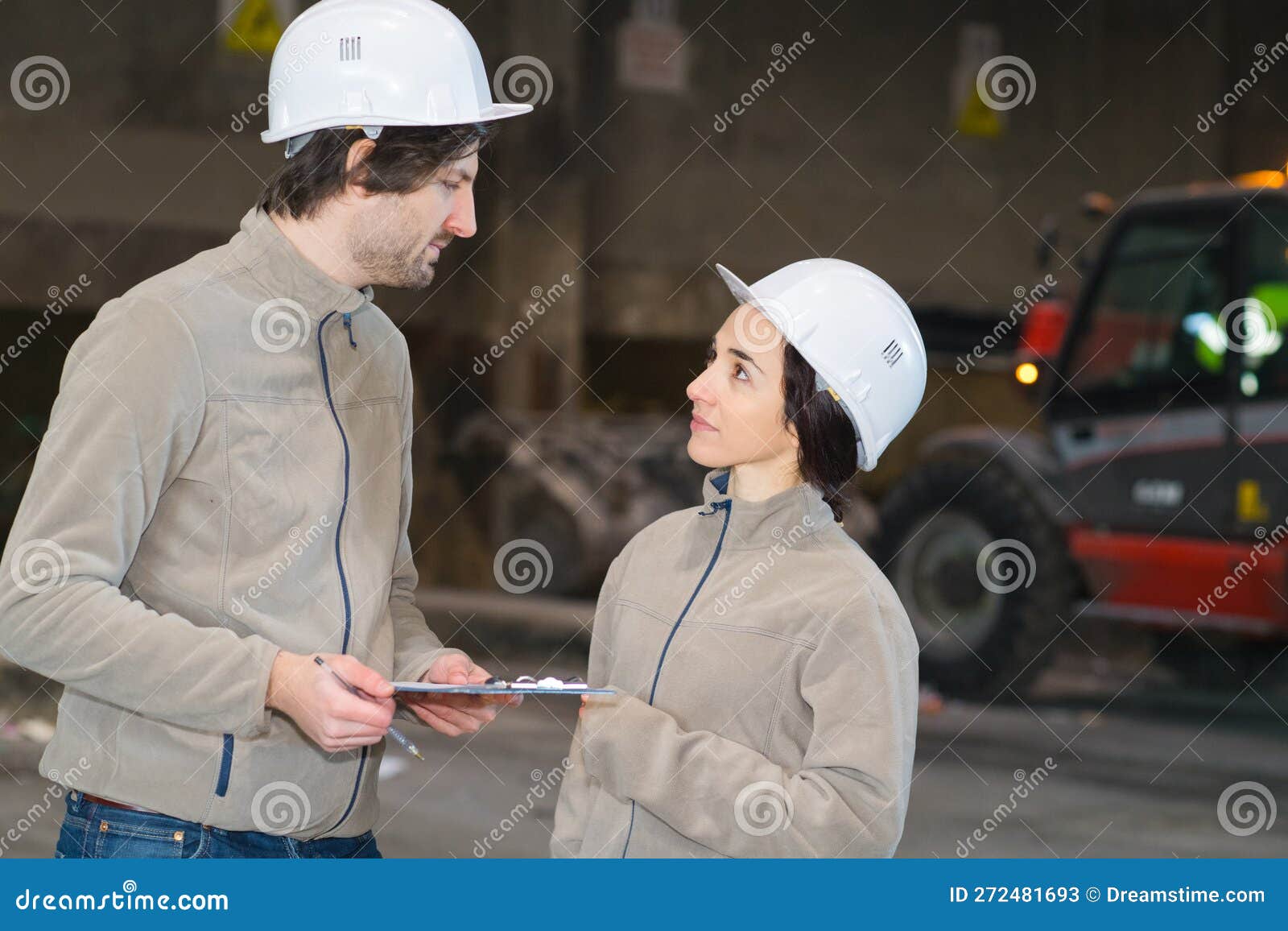 Agricultural Equipment Garage Workers Stock Image - Image of business ...