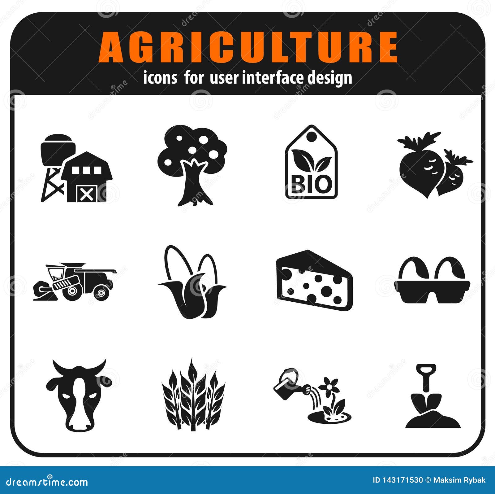 Agricultural icon set stock vector. Illustration of certification ...