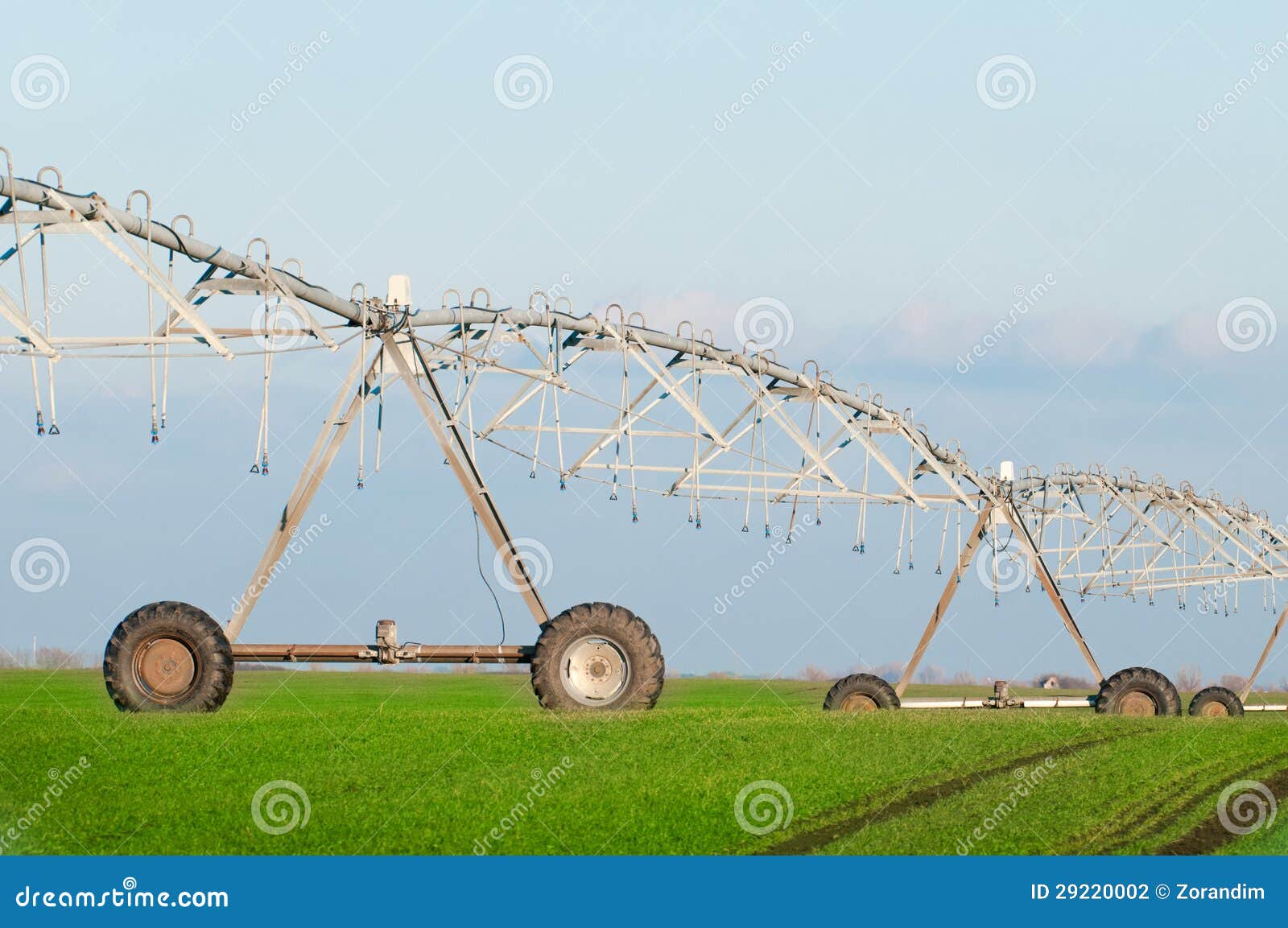 Agricultural Irrigation Sprinkler Stock Photo - Image of growth, system ...