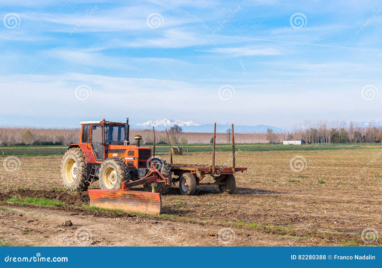 Agricultural Landscape with Farm Tools Stock Photo - Image of equipment ...