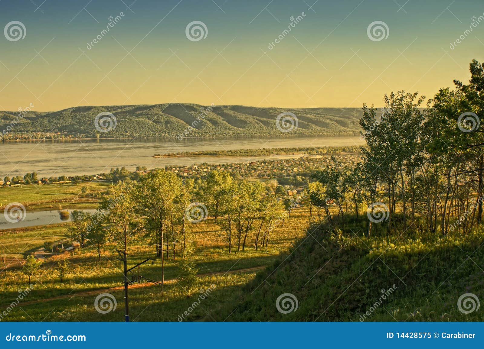 Agricultural Landscape on the River Stock Image - Image of brook ...