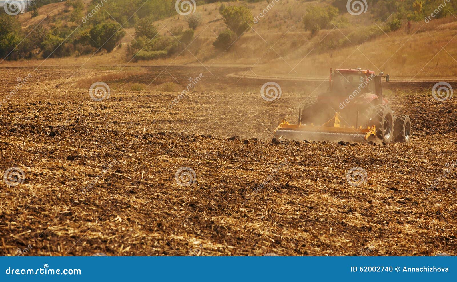 Agricultural Landscape. Tractor Working on the Stock Photo - Image of ...