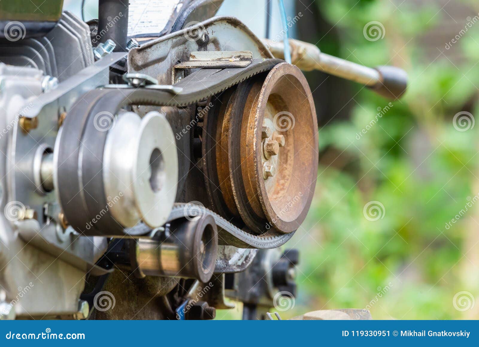 Belt Transmission In A Mechanical Machine. Stock Photography ...