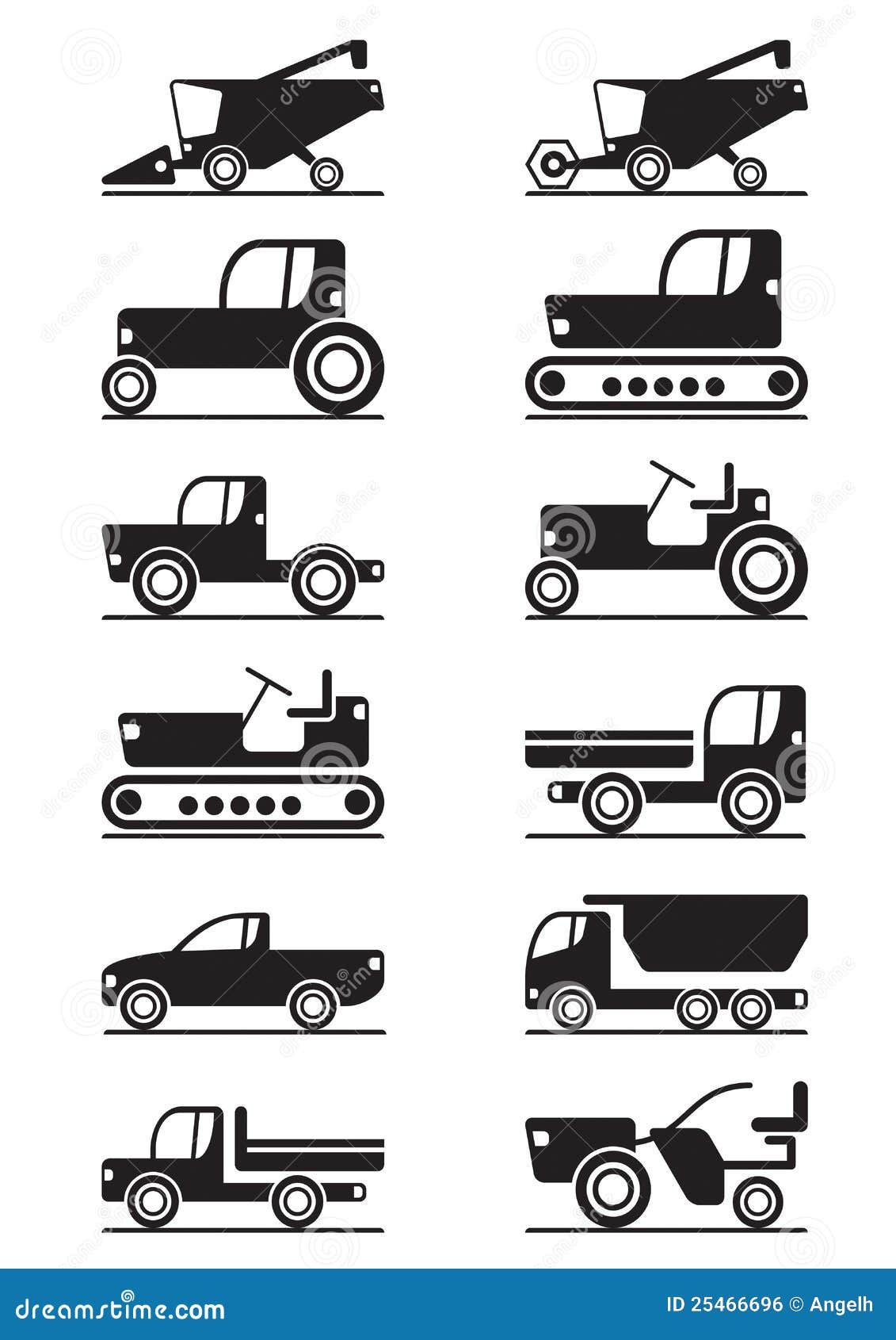 Agricultural Machinery Top View Pictograms Set Cartoon Vector ...