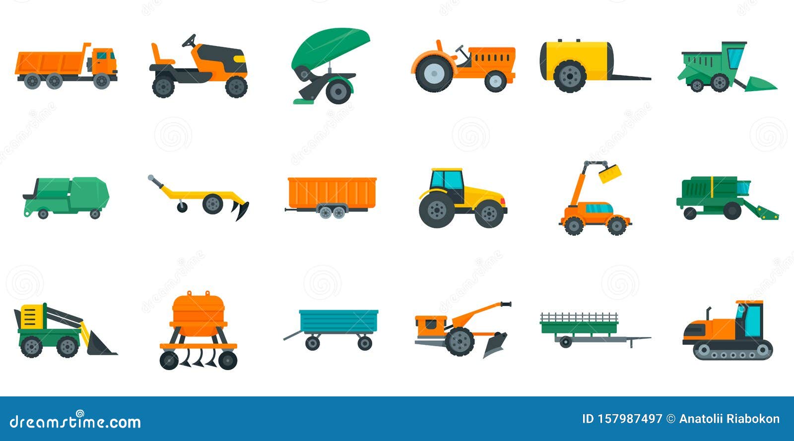 Agricultural Machines Icons Set, Flat Style Stock Vector - Illustration ... Agricultural Machines Icons Set, Flat Style Stock Vector - Illustration ...